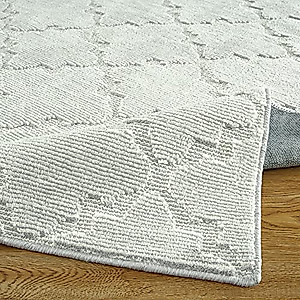 GAOMON 8x10 Large Shag Bedroom Rug, Solid Lattice Rug, Tufted Modern Geometric Area Rug Non-Shedding, Non Slip Moroccan Area Rug, Indoor Living Room Area Rugs, Grey 8'x10'