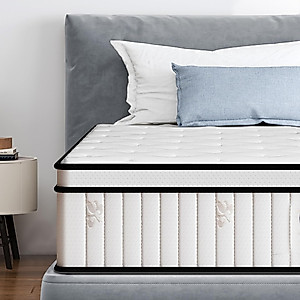 SogesSleep Queen Mattress, 10 Inch Hybrid Queen Mattress in a Box, Individual Pocket Spring Bed Mattress, Medium Firm Mattress for Pressure Relief, Strong Edge Support, CertiPUR-US & Fiberglass Free