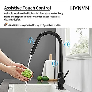 Touch Kitchen Faucet Sprayer Sink Smart Faucet with Pull Down Activated Black Faucet