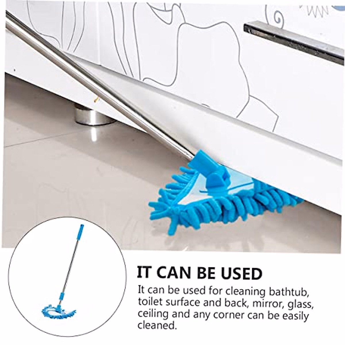 Healvian 1pc Telescopic Triangular Mop Car Wash Brush Tile Scrubber Cleaning Mop Wooden Floor Cleaner Floor Scrubbers Household Cleaner Home Telescopic Mop Household Supplies Tub