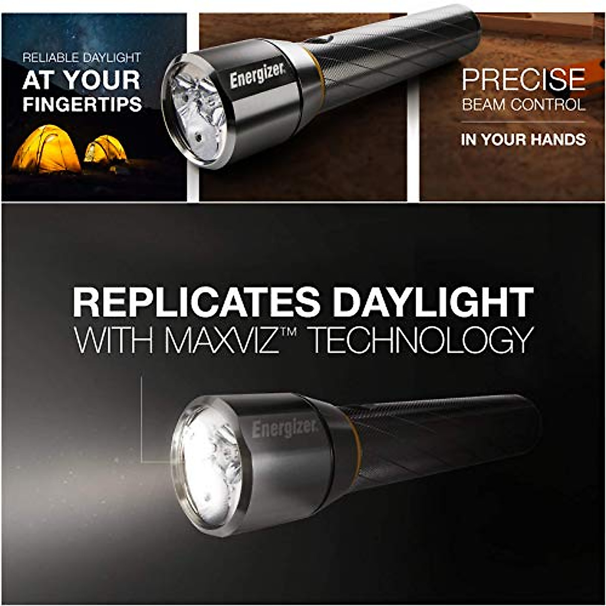 Energizer Vision HD Extra Performance LED Flashlight with Digital Focus, Durable and Bright Flashlight for Hurricane Supplies and Camping Gear, Flash Light with AA Batteries Included, Pack of 1