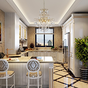 WUZUPS Crystal Chandelier 5-Light Pendant Ceiling Light Modern Lighting Fixture for Bedroom Hallway Bar Kitchen Bathroom, H 22.6'' x W 19.2'', E12 Base, Gold