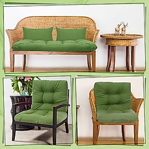 Maitys 5 Pieces Waterproof Wicker Chair Cushions Outdoor Cushions Couch Cushion Set Group Loveseat Cushions Lumbar Pillows for Patio Backyard Porch Garden Furniture(Sage Green)