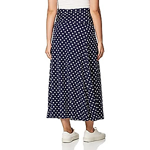 Star Vixen Women's Fold Over Waist Maxi Skirt, Navy White, X-Large