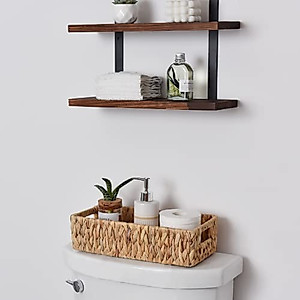 StorageWorks Seagrass Baskets with Built-in Handles + Water Hyacinth Basket for Toilet Paper