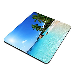 Amcove Ocean Mouse Pad, ANSE Lazio Beach at Praslin Island Surfing Beach Scenic View Travel, Rectangle Non-Slip Rubber Mousepad