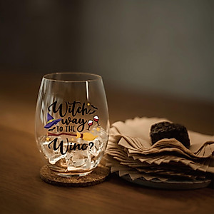 Perfectinsoy Funny Witches Way Wine Glass, Halloween Funny Wine Glass, Halloween Funny Gift for Him, Her, Mom, Wife, Boss, Sister, BFF