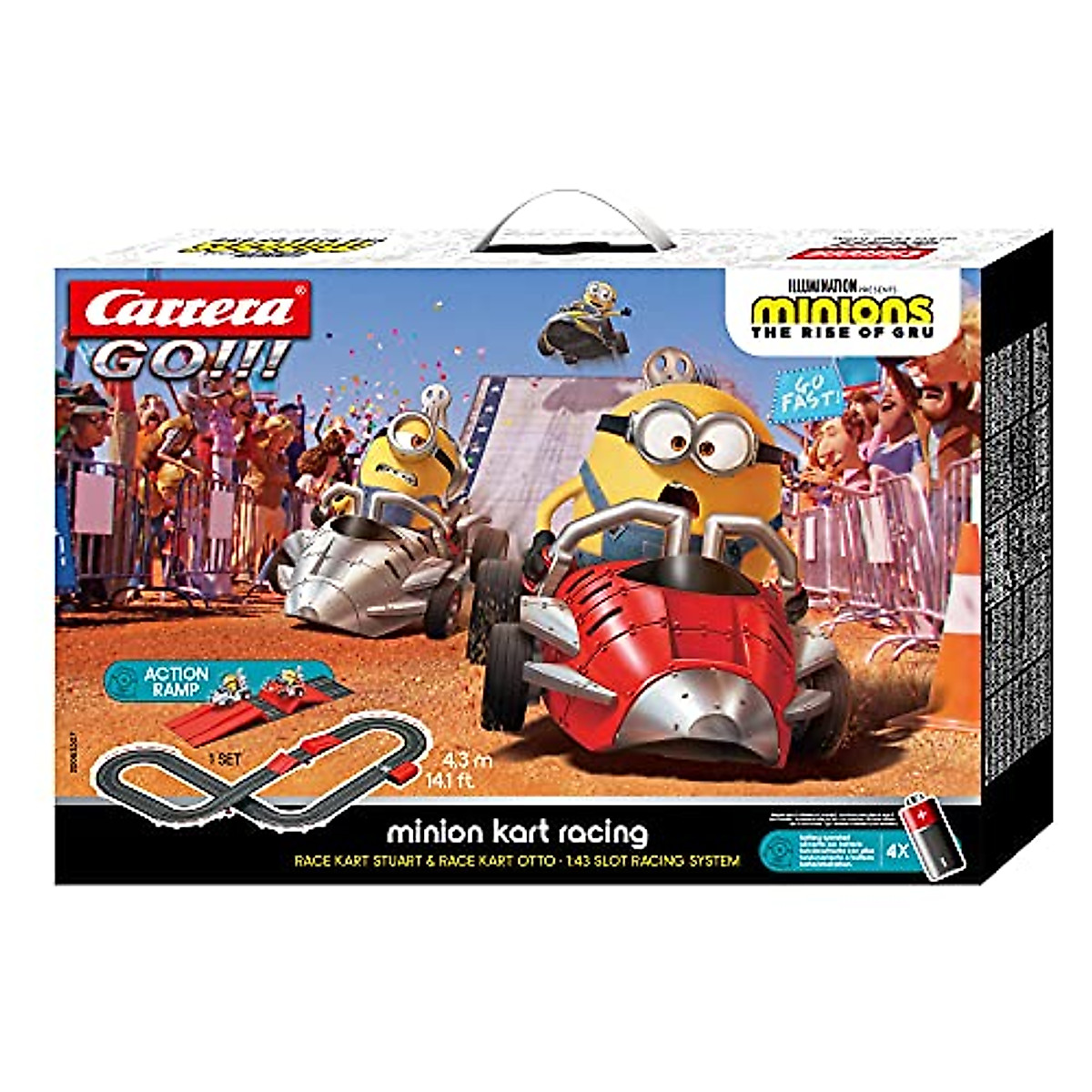 Carrera GO!!! Battery Operated 1:43 Scale Slot Car Racing Set - Minions Kart Racing