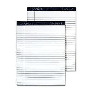 TOPS Docket Diamond 100% Recycled Premium Stationery Tablet, 8-1/2 x 11-3/4 Inches, Perforated, White, Legal/Wide Rule, 50 Sheets per Pad, 2 Pads per Pack (63975)
