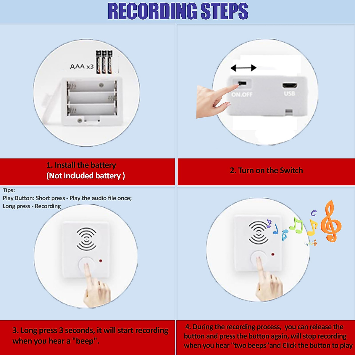 XLW 16 Minutes Voice Recorder for Stuffed Animals,Voice Box for Recordable Gifts Button Sound Box for Crafters, Hobbyists, Stuffed Animals,School Presentations, Personalized Items,etc. (White-Pack)