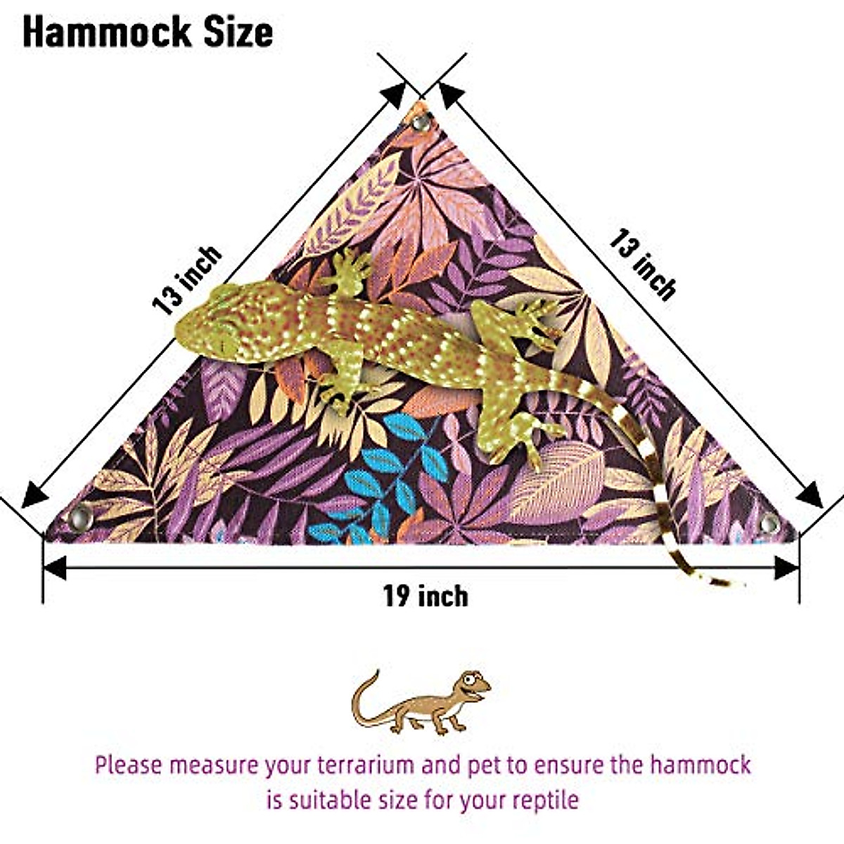 KUDES Bearded Dragon Hammock, Reptile Lizard Lounger Ladder Accessories Terrarium Habitat Decor for Large Small Bearded Dragons Geckos Lizards Snakes (Purple)