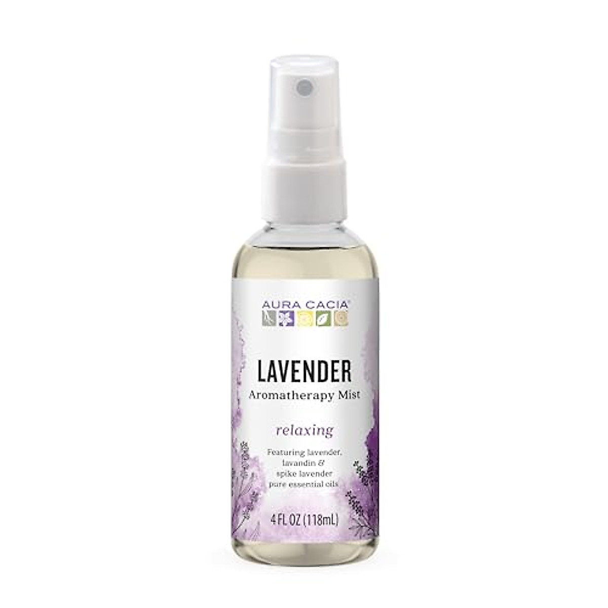 Aura Cacia Relaxing Lavender Aromatherapy Mist, 4-Ounce, Lavender Pure Essential Oils, Sweet & Floral Aroma