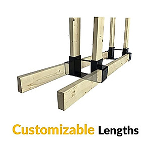 BACKYARD EXPRESSIONS PATIO · HOME · GARDEN 913561 Outdoor Firewood Log Storage Rack Bracket Kit, Adjustable Length, Fireplace Wood Holder, Black