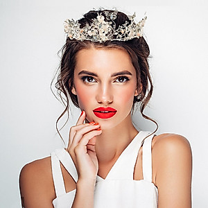 Butterfly Tiara Baroque Wedding Crown Butterflies Flowers Bridal Baroque Queen Crown Crystal Birthday Tiara Bridal Headpiece for Women and Girls