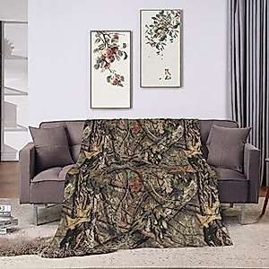 Camo Hunting Camouflage Forest Throw Blanket Super Soft Warm Bed Blankets for Couch Bedroom Sofa Office Car, All Season Cozy Flannel Plush Blanket for Girls Boys Adults, 50"X40"