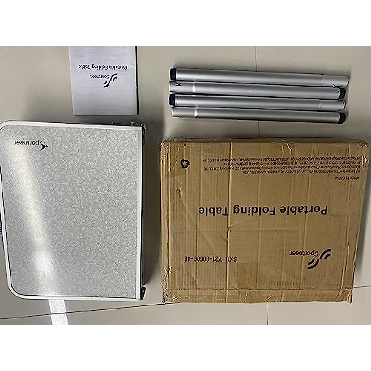 Sportneer Camping Table, Adjustable Height Small Folding Table with Mesh Layer Portable Camp Tables with Aluminum Legs for Outdoor Camp Picnic Beach BBQ Cooking (23.6" L x 15.7" W (3 Height))