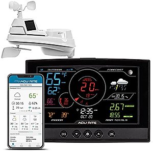 AcuRite Iris (5-in-1) Weather Station Display, Remote Monitoring of Temperature, Humidity, and Wind Speed/Direction (01544M) Wi-Fi Connection for Home (01544), Black