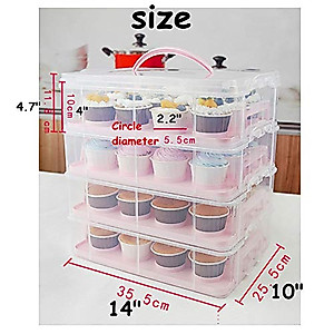 Multi-layer Cupcake Containers Package BOX Cupcake Holders with Lid|Extra Sturdy and Stackable Cupcake Carrier|Cup Cake Transport Portable (4 layers/48 Compartmen, White)