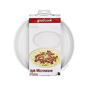 GoodCook Microwave Plates, Small, White, Set of 4