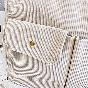 Corduroy Tote Bag for Women Casual Shoulder Handbags Large Hobo Crossbody Bag Large Travel Tote Handbag Purse Satchel Bag