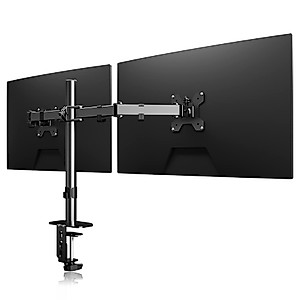 Suptek Dual LED LCD Monitor Desk Mount Heavy Duty Fully Adjustable Stand for 2 / Two Screens up to 27 inch