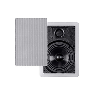 Monoprice 2-Way Polypropylene In-Wall Speakers - 6.5 Inch (Pair) With Paintable Grille - Aria Series,White