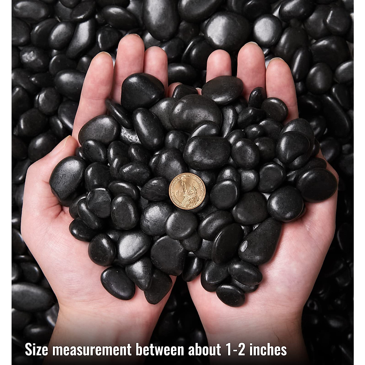 NUPICK 10 Pound River Rocks, 1-2 Inches Polished Pebbles for Plants, Fish Tank, Clear Vase and More, Natural Black Stones