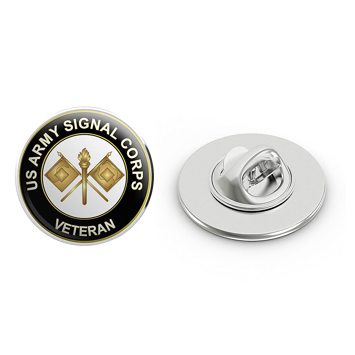 U.S. Army Veteran Signal Corps Metal 0.75" Lapel Hat Pin Tie Tack Pinback