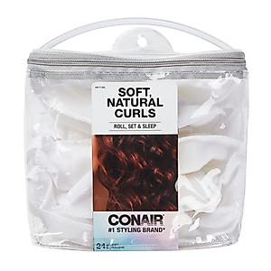 Conair Fabric Hair Curlers to Sleep In, Soft Hair Rollers for Natural Curls, Assorted color, 24 Pack