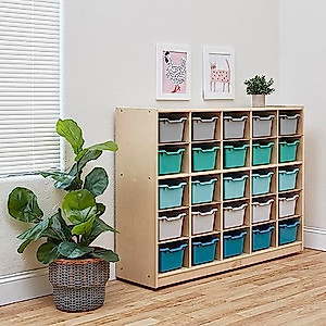 ECR4Kids Scoop Front Storage Bins, Multipurpose Organization, Contemporary, 25-Piece