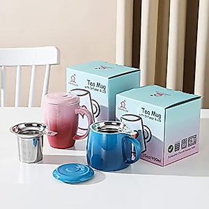 Candiicap Ceramics Tea Cup with Loose Leaf Infuser, Spoon and Lid, 15oz, Large Tea infuser Mug for Tea, Coffee, Milk-Microwave and Dishwasher Safe(15oz,Avocado Green)