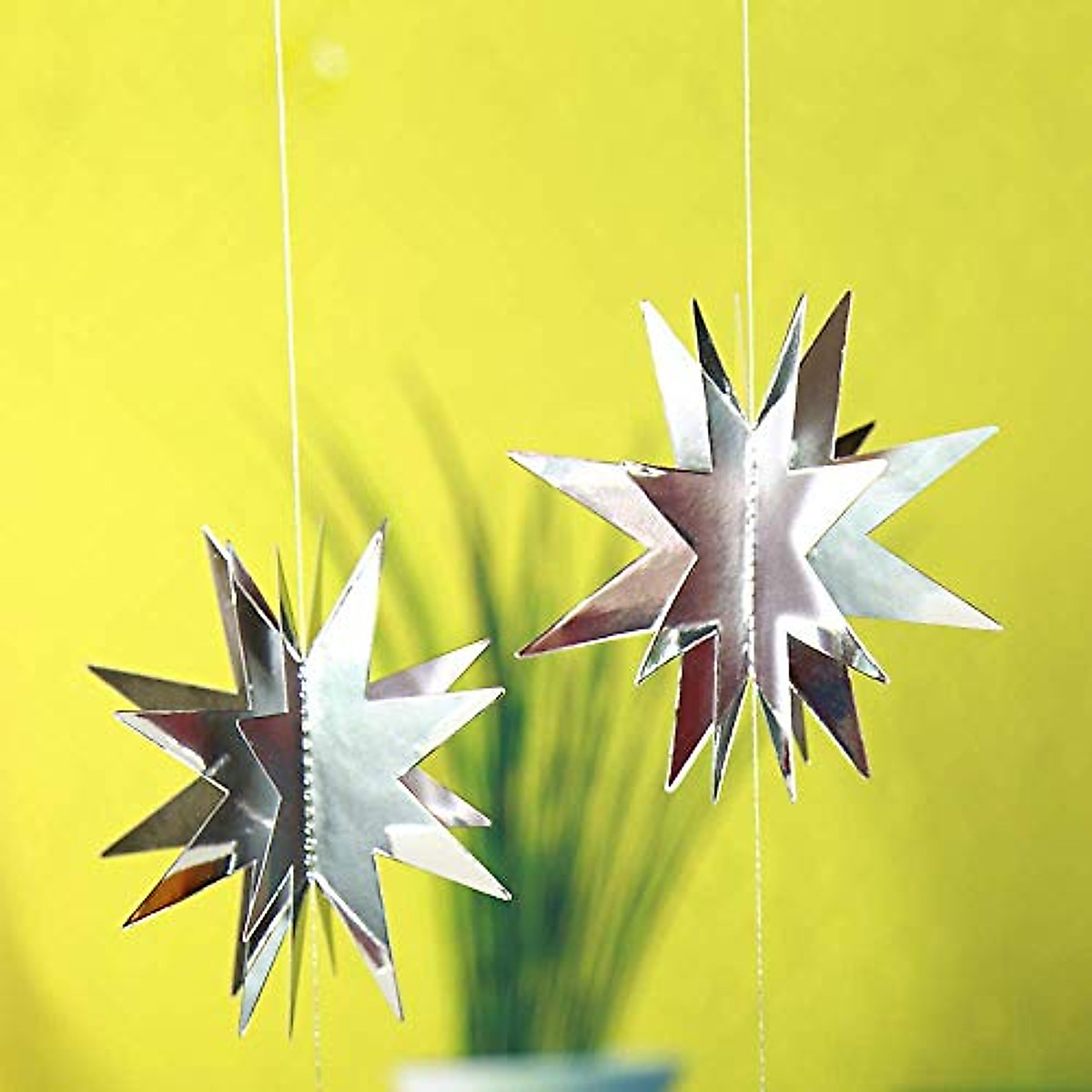 Decor365 Blue Silver Star Party Decoration Kit Metallic Glitter 3D Star Garland Twinkle Little Star Cutouts Starry Party Supplies Hanging Decor for Birthday Baby Shower Graduation Wedding Ramadan