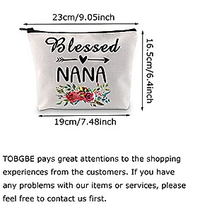 TOBGBE Nana Gift Blessed Grandma Makeup Zipper Pouch Bag Nana Birthday Gift Grandma Travel Case from Grandchildren Mother's Day Gift (Blessed nana)