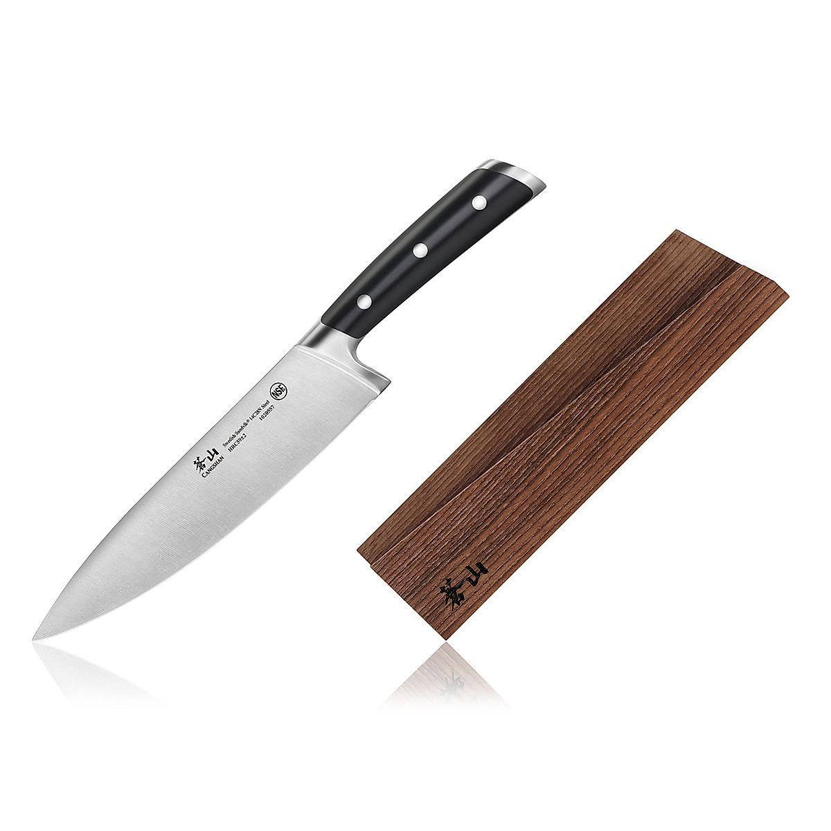 Cangshan TS Series 1020564 Swedish 14C28N Steel Forged 8-Inch Chef Knife and Wood Sheath Set
