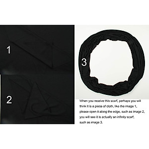 corciova Black Soft Girl Women Infinity Wrap Scarf Stretchy Jersey Knit Sleep Head Circle Scarf Continuous Loop Light Weight