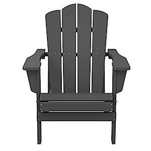 KINGYES Folding Adirondack Chair, HDPE All-Weather Folding Adirondack Chair, Grey