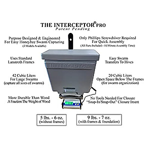 THE INTERCEPTOR PRO Honeybee Swarm Trap - NO FRAMES -UNASSEMBLED (10 minute assembly) - Also includes tree strap & hooks.