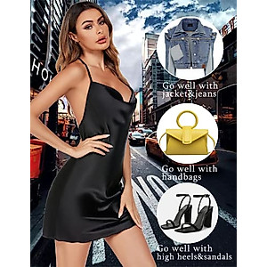 Avidlove Women Chemise Lingerie Sexy Nightie Full Slips Sleepwear Satin Teddy Babydoll Silk Nightgown Black XXL