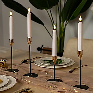 5plots White Flameless Taper Candles with Remote, Timer, Roman Column Led Taper Candles Battery Operated, Led Candlesticks with 3D Flame, 6 Flameless Taper Candles Flickering for Home Christmas Decor