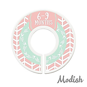 Modish Labels Baby Clothes Size Dividers, Baby Closet Organizers, Closet Size Dividers, Baby Closet Organizers, Clothes Organizer, Girl, Woodland, Arrows, Nordic, Boho, Pink, Mint (Baby)
