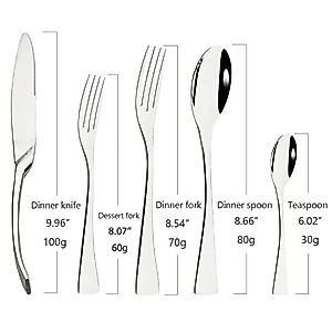 Snplowum Silver Tableware 20Pcs Mirror Polished 18/10 Stainless Steel Luxury Flatware - Heavy Cutlery Set Service For 4 Include Knives/ Forks/ Spoons/ Salad Fork/ Teaspoon, Dishwasher Safe