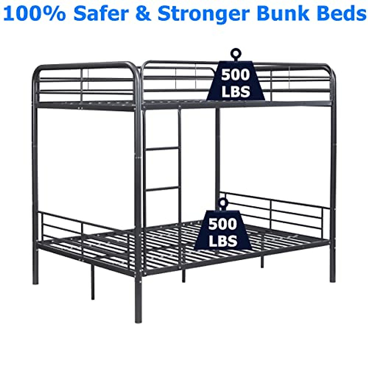 Aooppec Stronger & More Durable Full Over Full Metal Bunk Beds, Heavy Duty Steel Frame Bunk Bed Full Over Full with Ladder & Safety Rails for Kids Adults Teens, Can Be Converted to 2 Beds