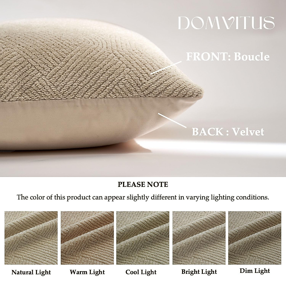 DOMVITUS 18x18 Pillow Cover Boucle Pillow Covers Set of 2 Decorative Pillows for Couch Luxury Neutral Throw Pillow Covers Bed Sofa Pillows for Living Room Soft Accent Pillows, Frosting Cream