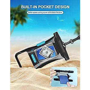 Vuwwey Waterproof Phone Pouch, [Built-in Pocket] Floating IPX8 Waterproof Phone Case with Adjustable Lanyard, Underwater Dry Bag Compatible with iPhone 14 13 12 11 Pro Max and Up to 6.9''- 2 Pack
