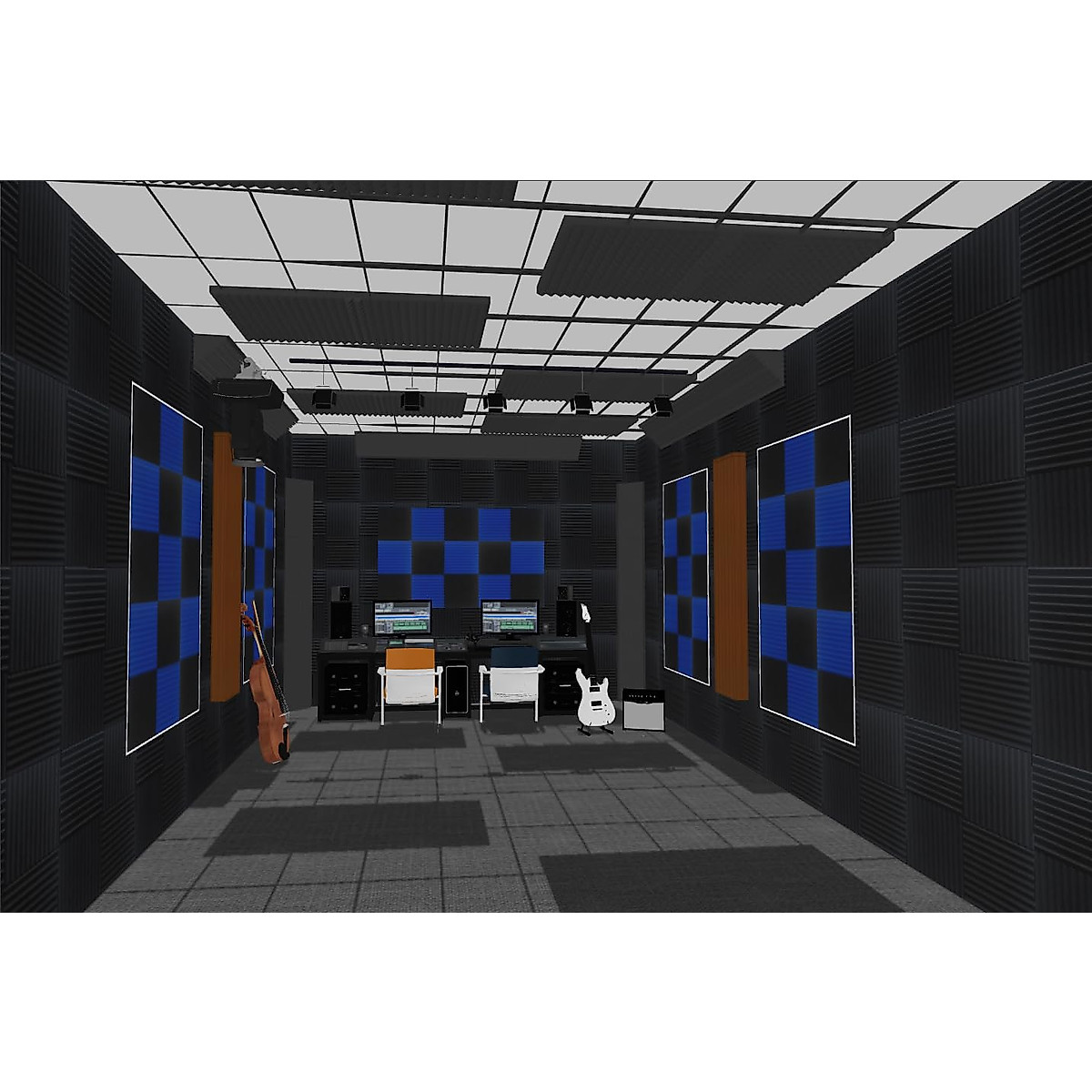 48 Pack Acoustic Foam Panel Wedge Studio Soundproofing Wall Tiles 12" X 12" X 1"