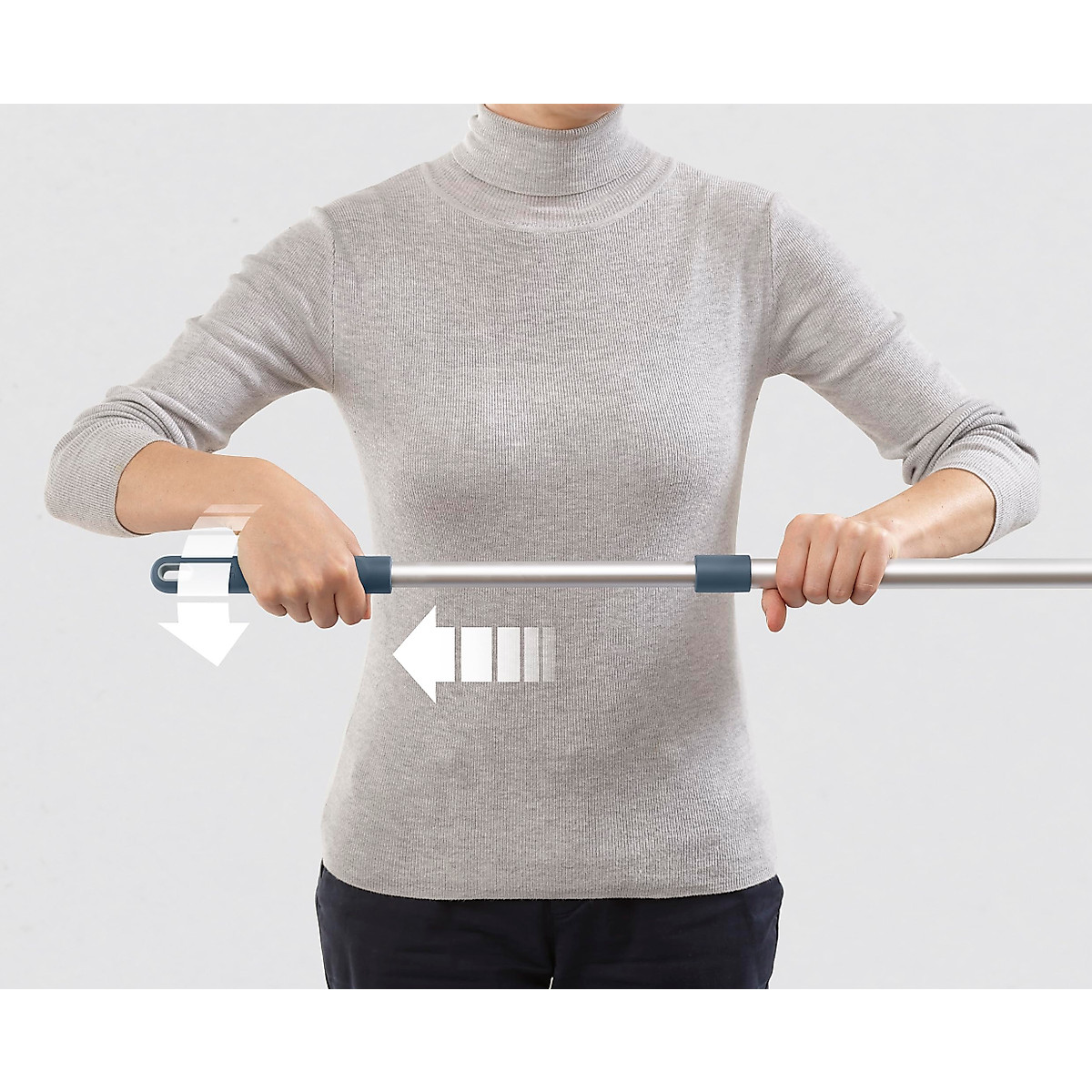 Joseph Joseph CleanStore Wall-Mounted Adjustable Long Handle Broom Sweeper with Dust-Shield Storage, Indoor Sweeping Floor Brush with Soft Bristles and Comb