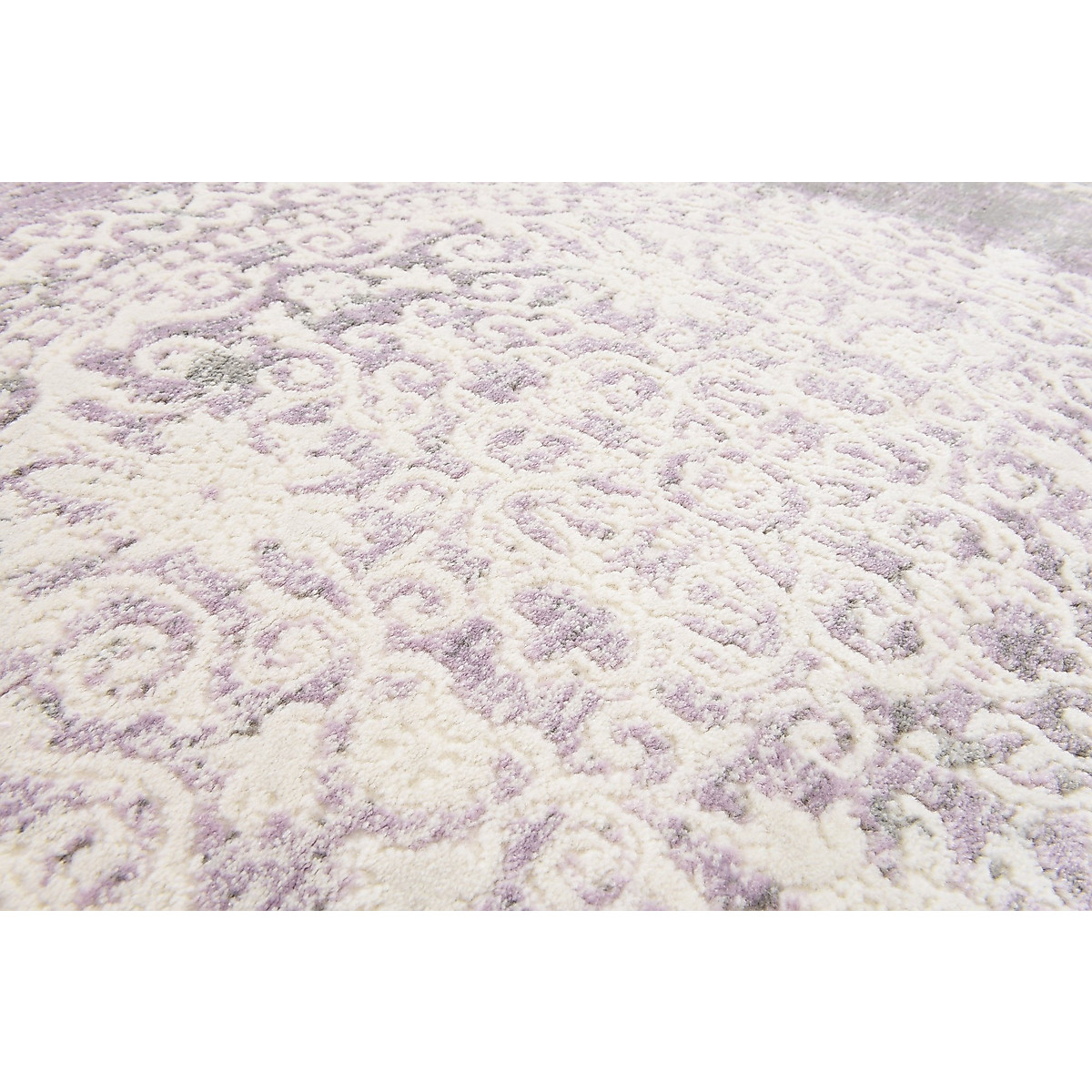 Unique Loom New Classical Collection Area Rug - Olwen (4'Square, Purple/ Gray)