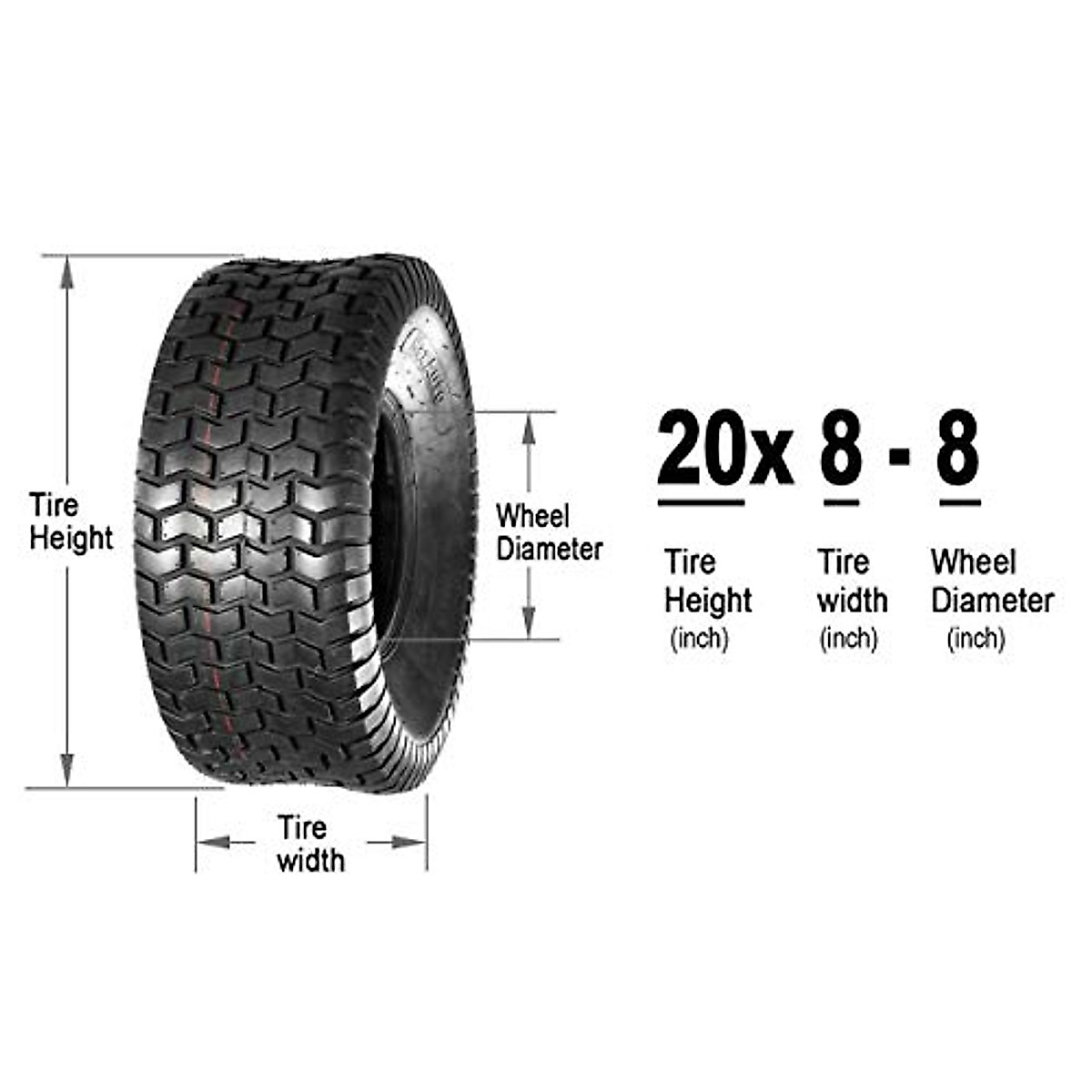 MaxAuto Lawn Mower Turf Tires 15x6-6 Front & 20x8-8 Rear 4PR(2 Front Tires+2 Rear Tires)