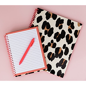 Kate Spade New York Large College Ruled Notebook, 11" x 9.5" Leopard Print Spiral Notebook with 160 Pages, Forest Feline