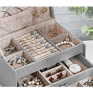 ANWBROAD Jewelry Box for Women and Teen Girls with Lock and Mirror Jewelry Storage Organizer Portable Travel Jewelry Boxes for Necklaces Rings Earrings UJJB002H